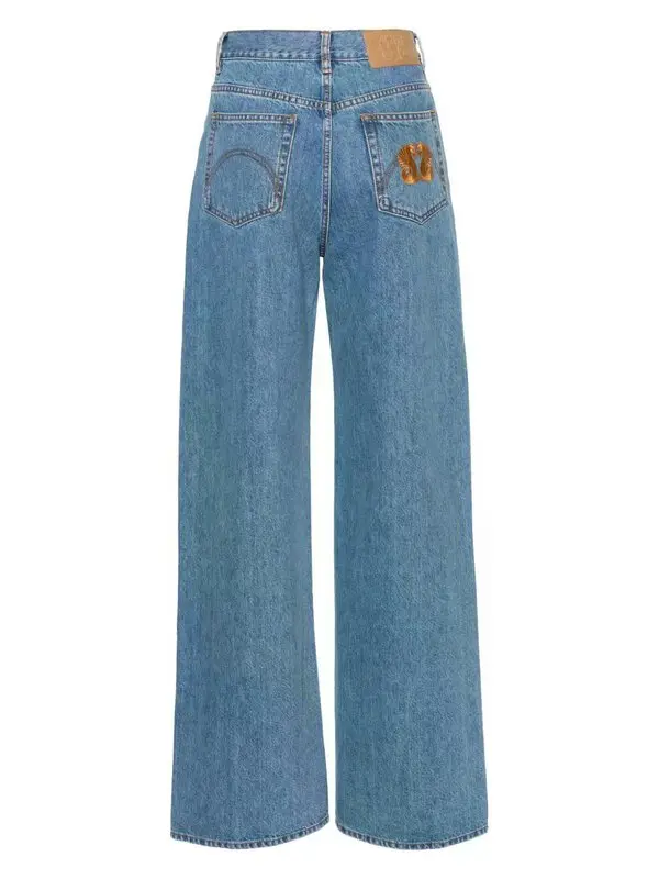 BLAZÉ MILANO Nariida Maya Embroidered Wide Leg Jeans - Blue