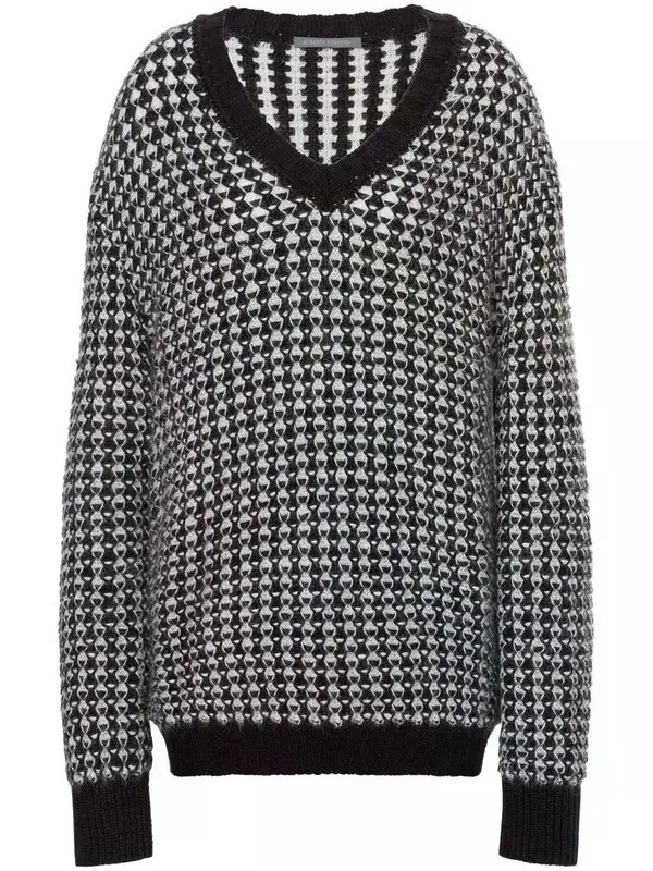 Alberta Ferretti Patterned Intarsia V-neck Jumper