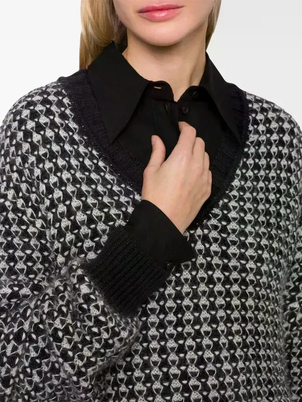 Alberta Ferretti Patterned Intarsia V-neck Jumper