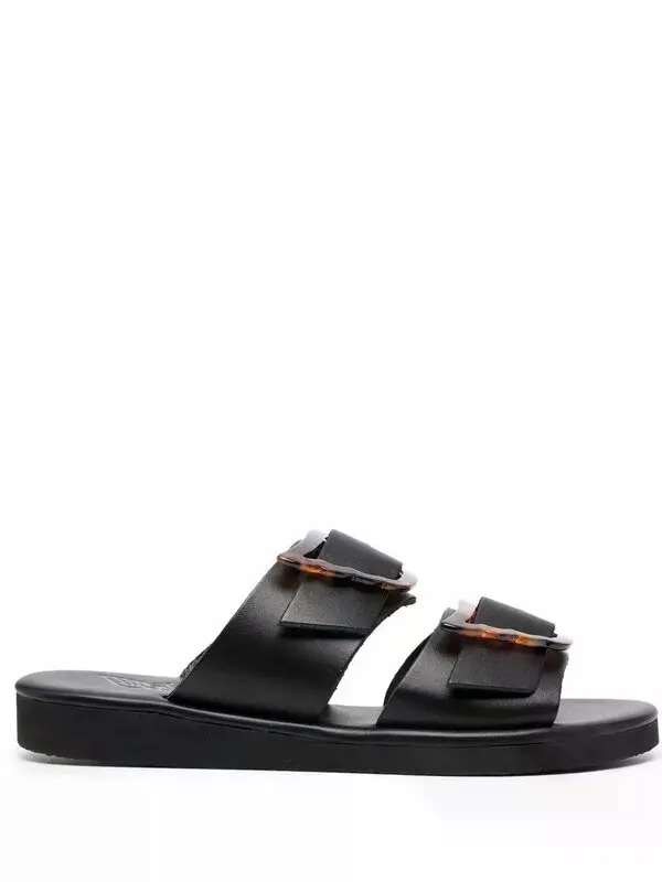 ANCIENT GREEK SANDALS Iaso Oversized-buckle Sandals - Black