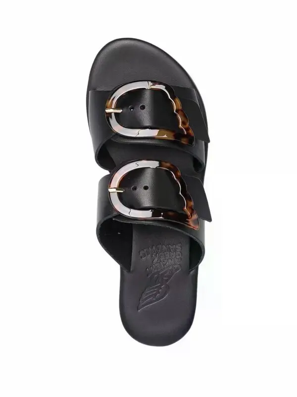 ANCIENT GREEK SANDALS Iaso Oversized-buckle Sandals - Black