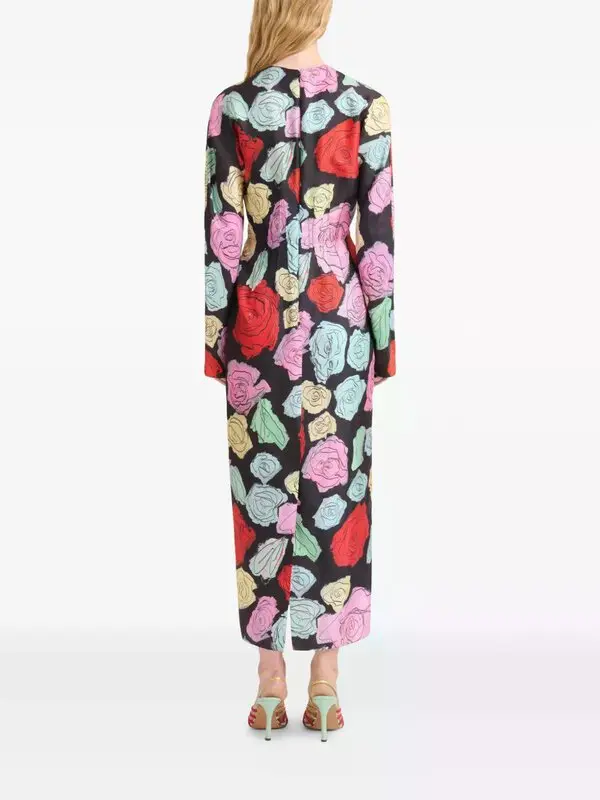 Marni Floral-print Long-sleeve Dress