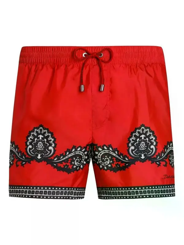 Dolce & Gabbana Printed Swim Shorts - Red