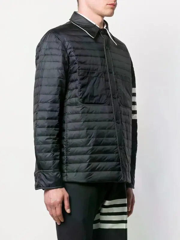 Thom Browne Bar Quilted Down Fill Shirt Jacket
