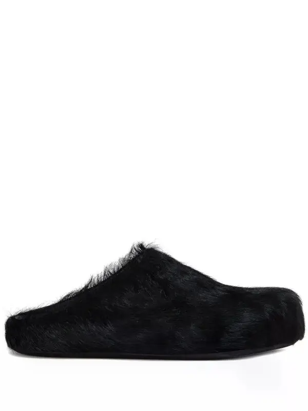 Marni Long Hair Calfskin Fussbett Sabot - Black