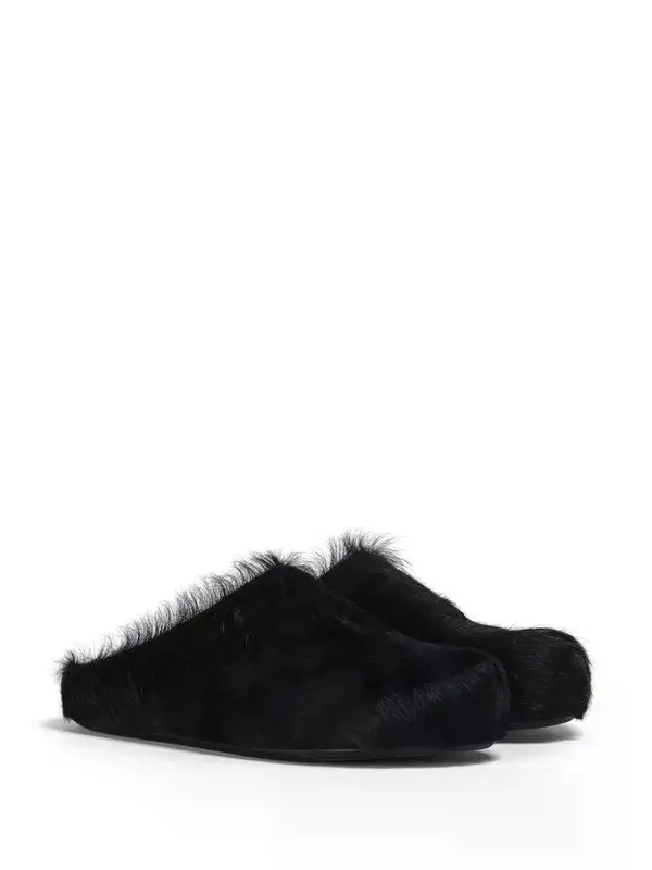 Marni Long Hair Calfskin Fussbett Sabot - Black