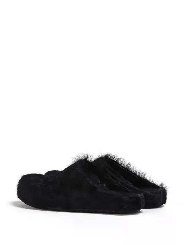Marni Long Hair Calfskin Fussbett Sabot - Black
