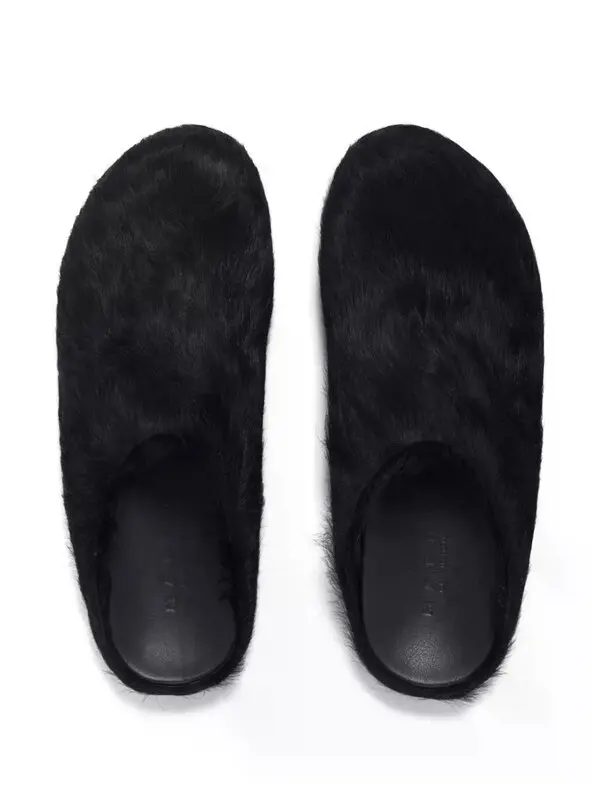 Marni Long Hair Calfskin Fussbett Sabot - Black