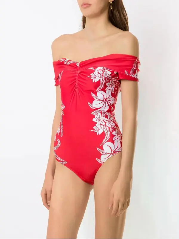 AMIR SLAMA Floral Off-shoulder One-piece Swimsuit