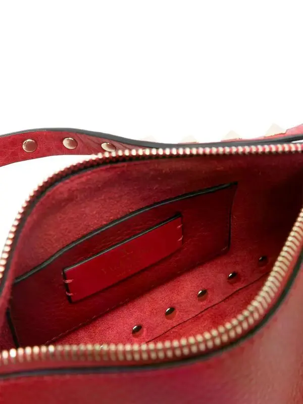 Valentino Garavani Small Rockstud Grainy Calfskin Leather Bag - Red