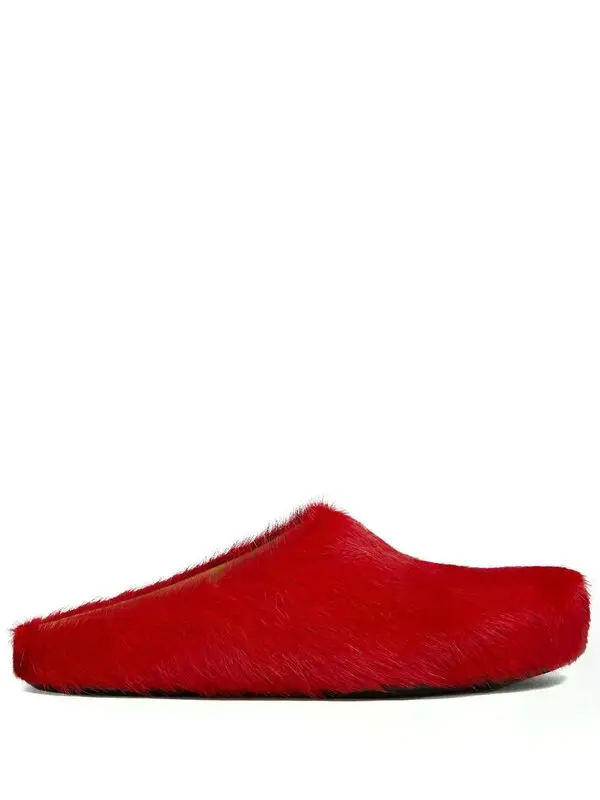 Marni Fussbett Sabot Calf-hair Slippers - Red