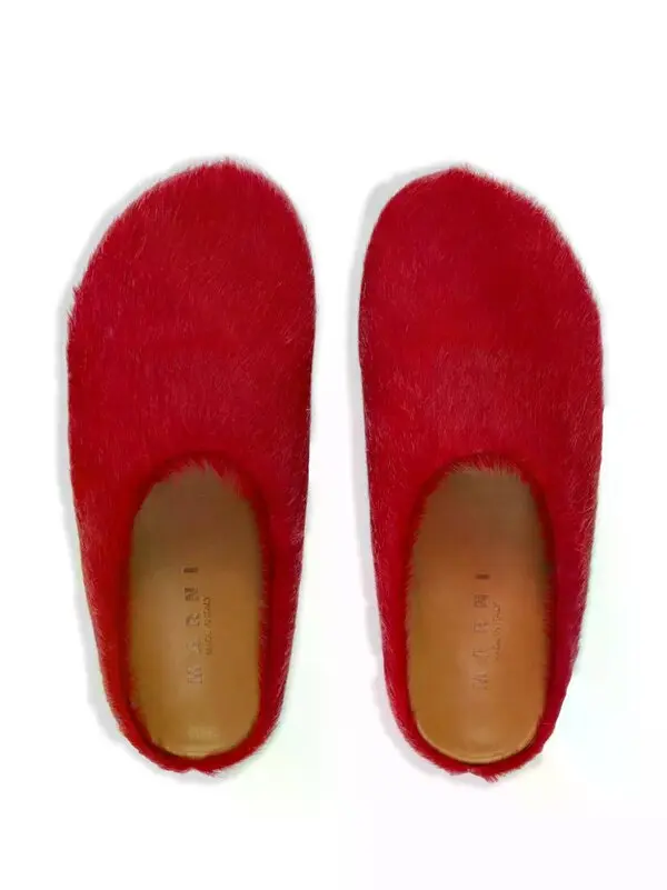 Marni Fussbett Sabot Calf-hair Slippers - Red
