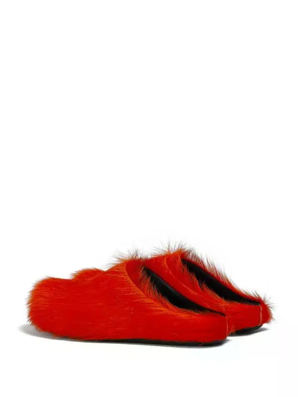Marni Long Hair Calfskin Fussbett Sabots - Orange