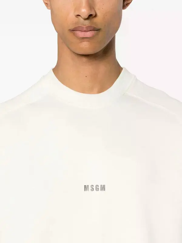 MSGM Logo-print Cotton Sweatshirt - Neutrals