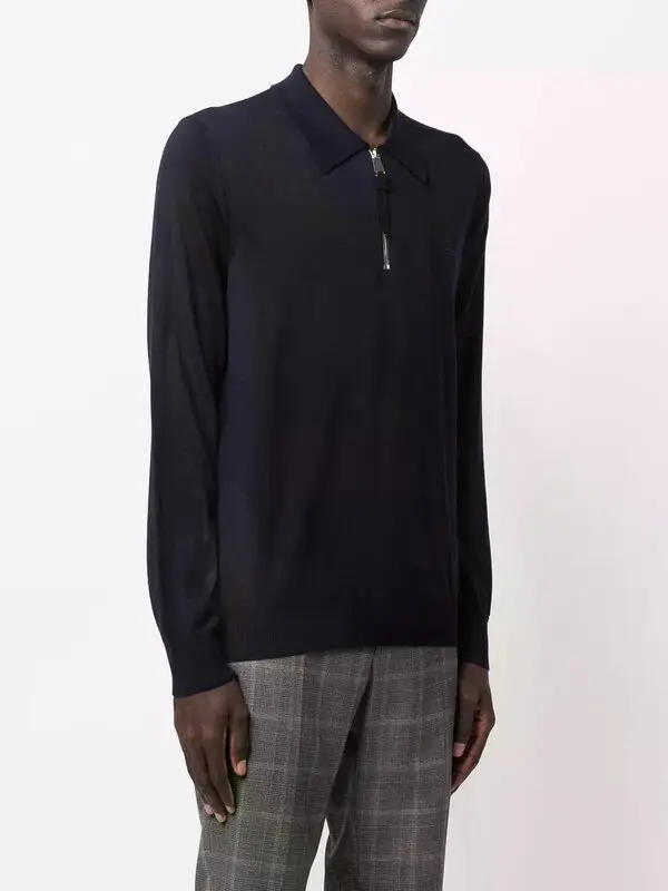 BILLIONAIRE Pullover Polo Zip Jumper - Blue