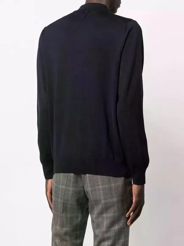 BILLIONAIRE Pullover Polo Zip Jumper - Blue