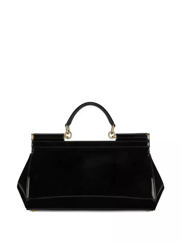 Dolce & Gabbana Elongated Sicily Patent Leather Top-handle Bag - Black