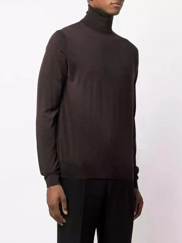 DELL'OGLIO Roll-neck Merino Wool Jumper - Red