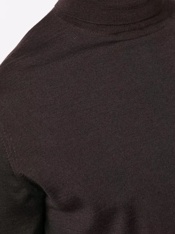 DELL'OGLIO Roll-neck Merino Wool Jumper - Red