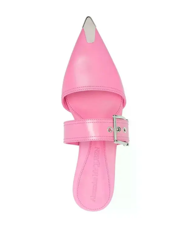 Alexander McQueen Buckled Leather Mules - Pink