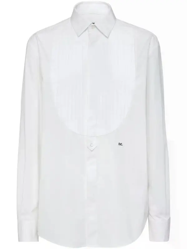 Dsquared2 Cotton Poplin Tuxedo Shirt With Plastron Detail