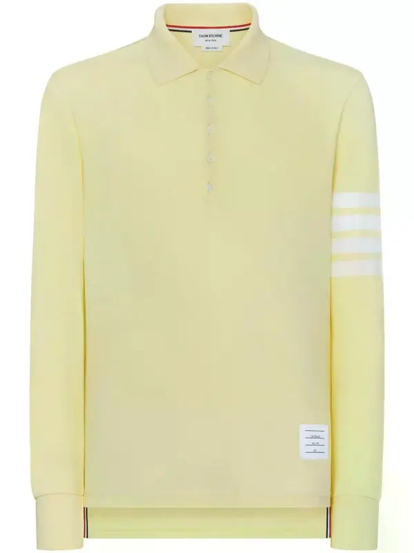 Thom Browne 4-bar Long-sleeve Polo Shirt - Yellow