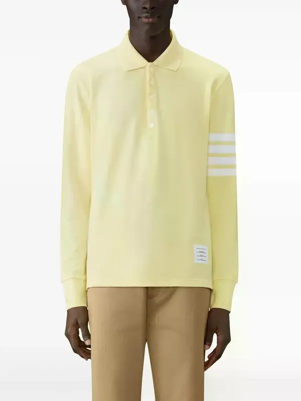 Thom Browne 4-bar Long-sleeve Polo Shirt - Yellow