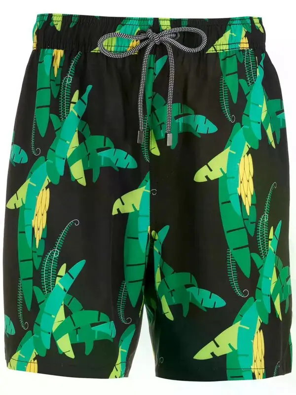 AMIR SLAMA Leaf-print Swim Shorts - Black