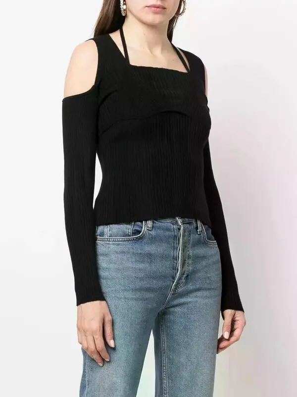Versace Open-shoulder Ribbed Jumper