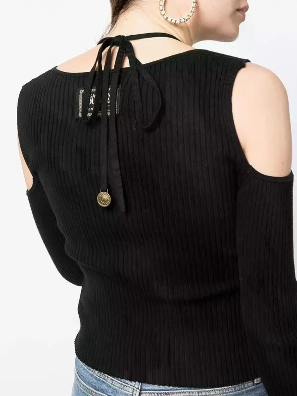 Versace Open-shoulder Ribbed Jumper