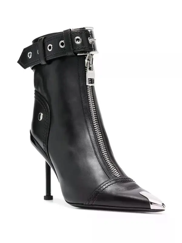 Alexander McQueen Buckle-fastening Leather Ankle Boots
