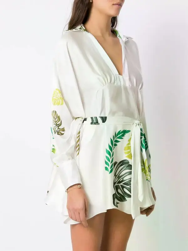 AMIR SLAMA Palm Leaf Print Beach Dress
