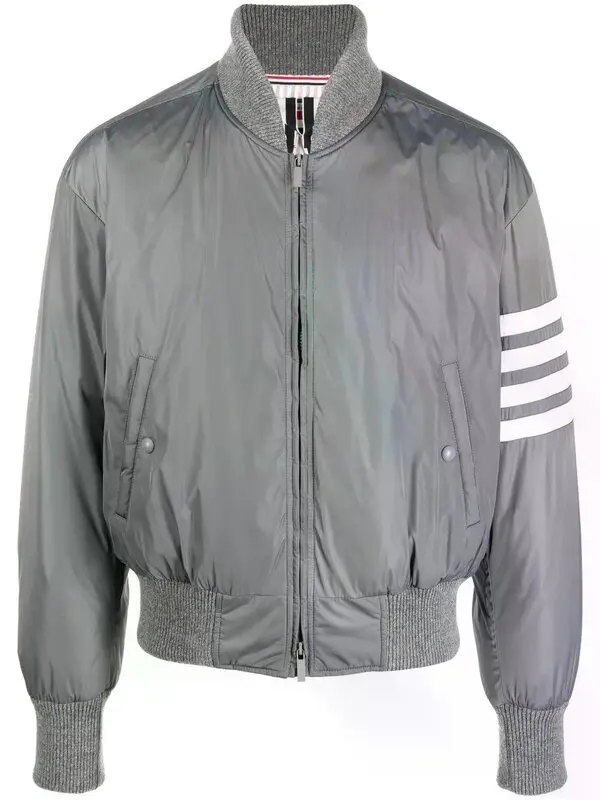 Thom Browne 4-bar Stripe Bomber Jacket - Grey