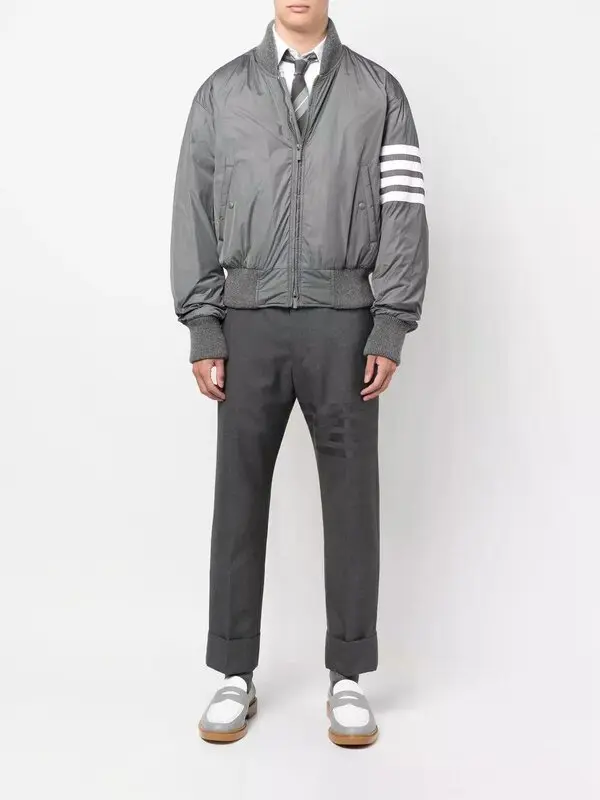 Thom Browne 4-bar Stripe Bomber Jacket - Grey