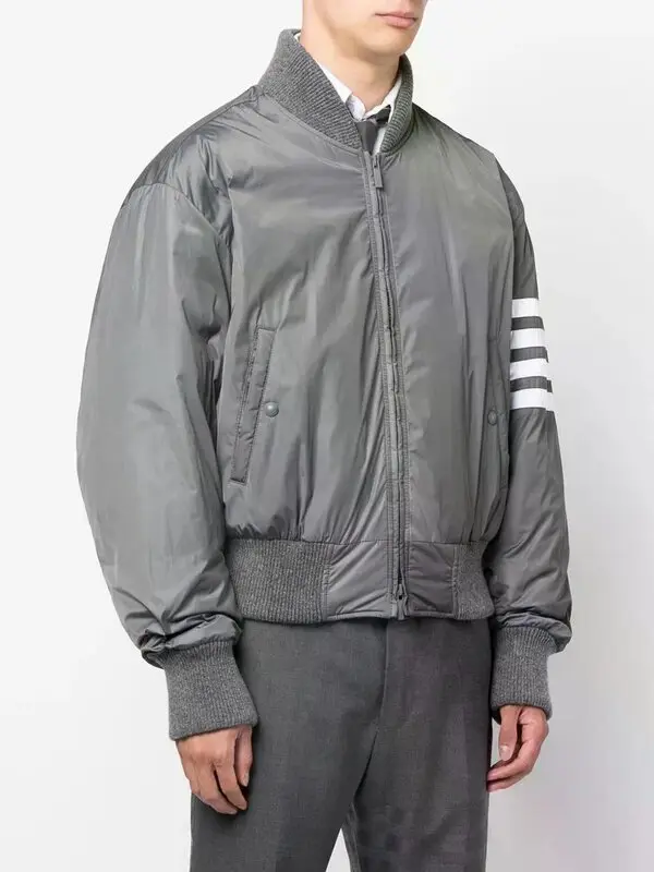 Thom Browne 4-bar Stripe Bomber Jacket - Grey