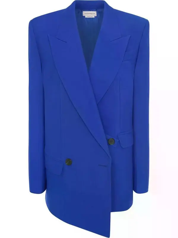 Alexander McQueen Asymmetric Double-breasted Blazer - Blue