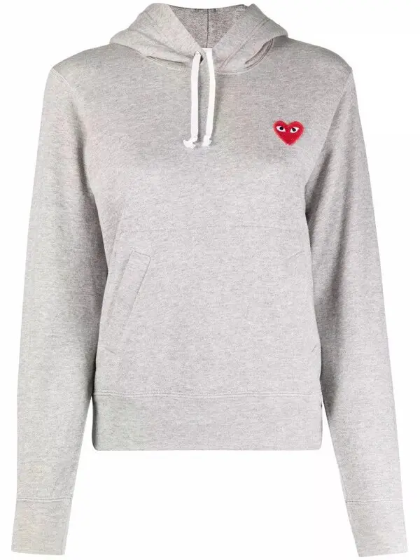 Play Comme Des Garcon Patch-detail Hoodie - Grey