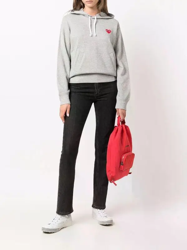 Play Comme Des Garcon Hoodie With Logo Patch - Grey