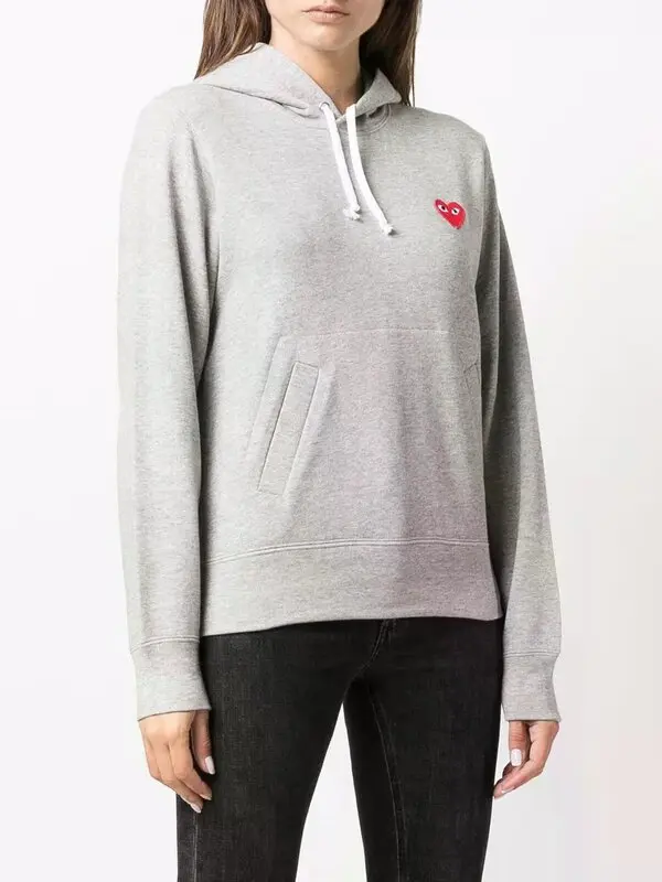 Play Comme Des Garcon Hoodie With Logo Patch - Grey