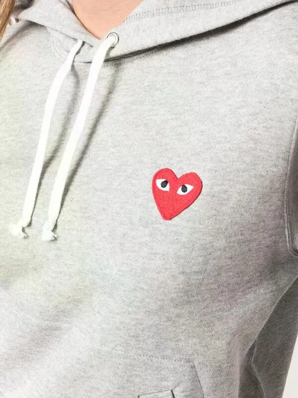 Play Comme Des Garcon Hoodie With Logo Patch - Grey