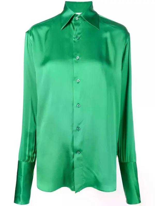 WOERA Long-sleeve Silk Shirt