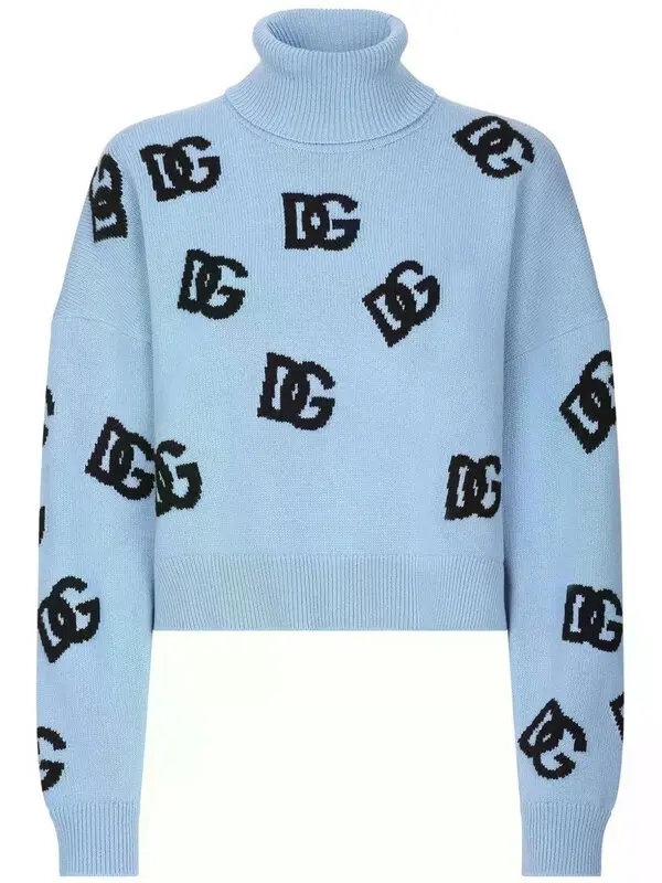 Dolce & Gabbana Logo Embroidered Sweater - Blue