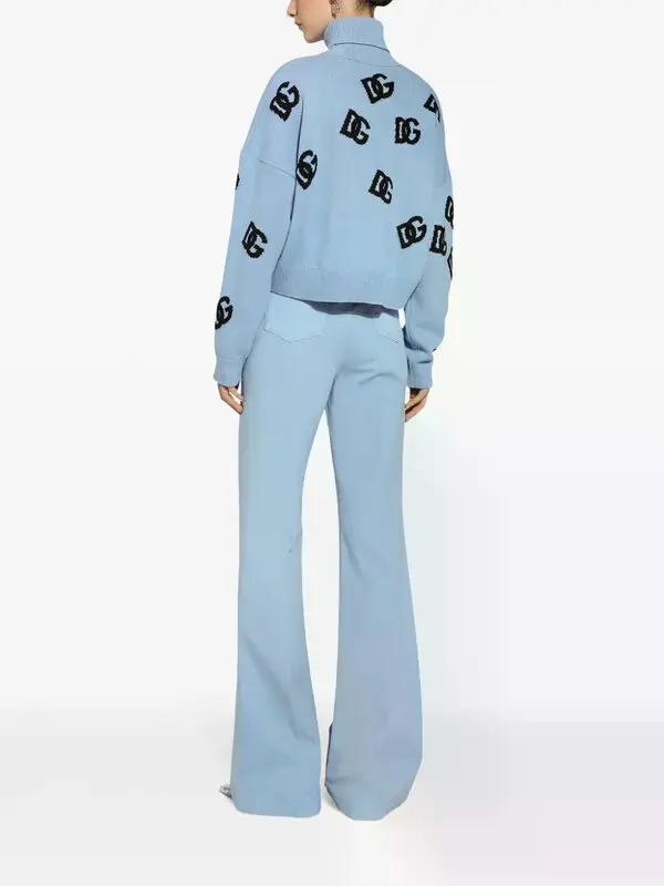 Dolce & Gabbana Logo Embroidered Sweater - Blue