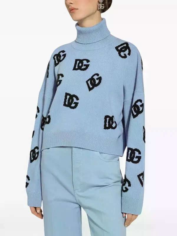 Dolce & Gabbana Logo Embroidered Sweater - Blue