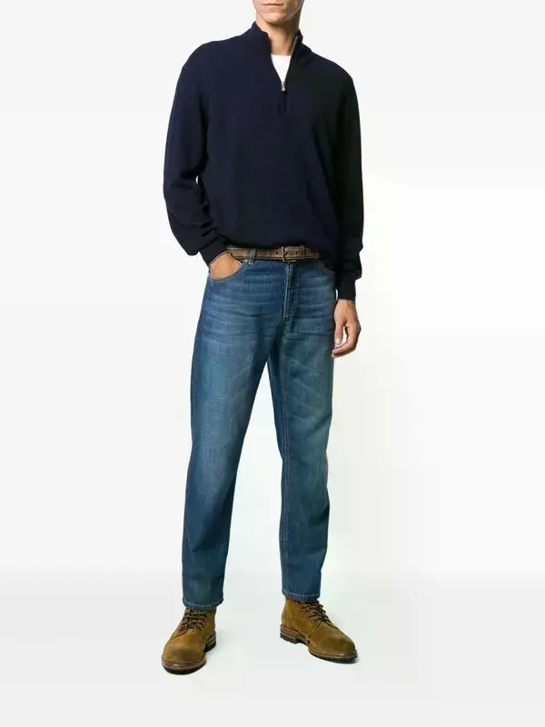 Brunello Cucinelli Zip-fastening Cashmere Sweater - Blue