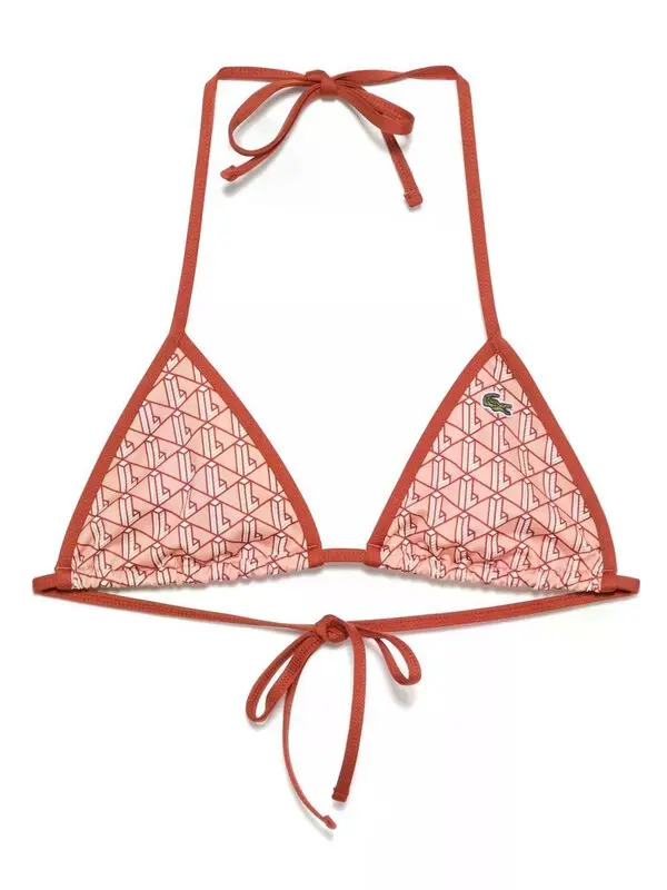 Lacoste Monogram-print Bikini Top - Brown