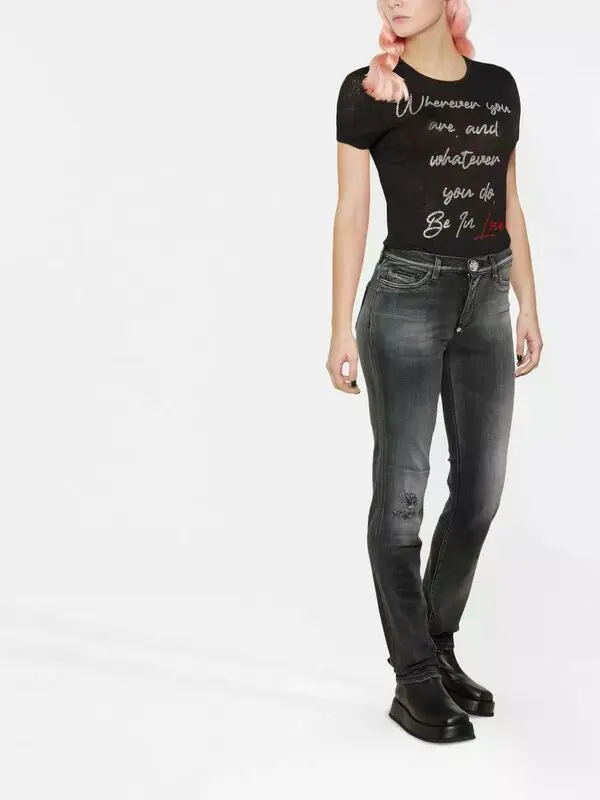 Philipp Plein Logo Plaque Distressed Denim Jeans