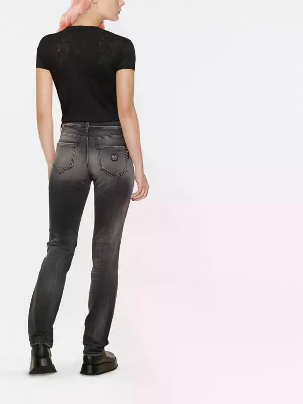 Philipp Plein Logo Plaque Distressed Denim Jeans