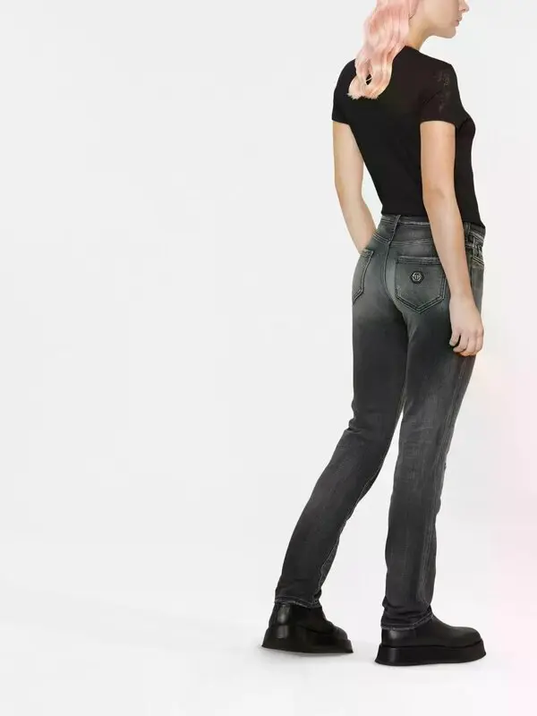 Philipp Plein Logo Plaque Distressed Denim Jeans