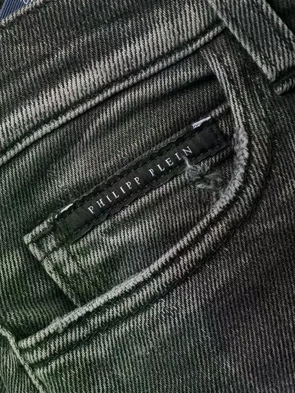 Philipp Plein Logo Plaque Distressed Denim Jeans